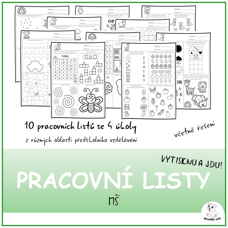 Pracovní listy - VYTISKNU A JDU (MŠ) - Nezařazené k předmětu | UčiteléUčitelům.cz